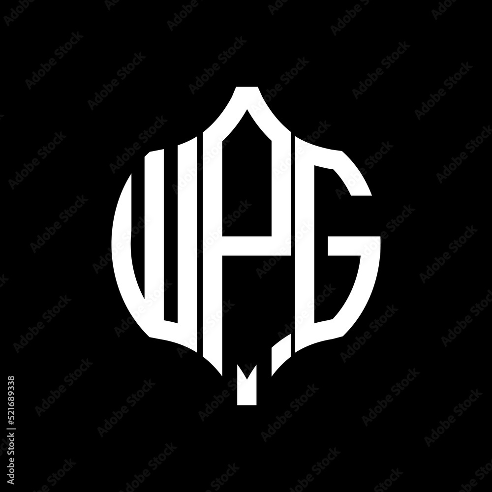 WPG letter logo. WPG best black background vector image. WPG Monogram ...