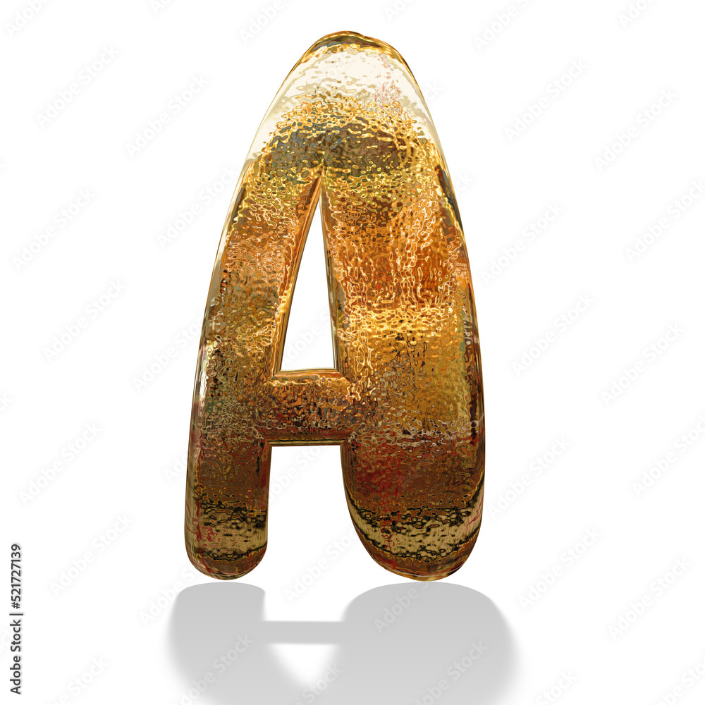 3d gold metal letter A with shadow isolated white background Stock ...