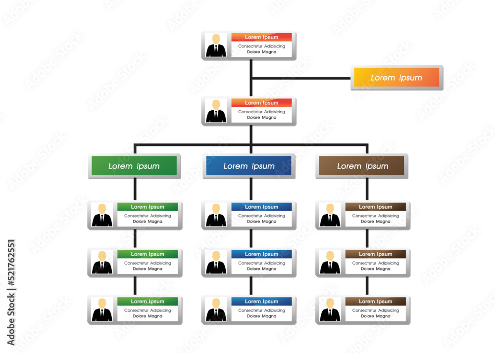Organization Chart Infographics with People Icon and Abstract Line, Business Structure ...