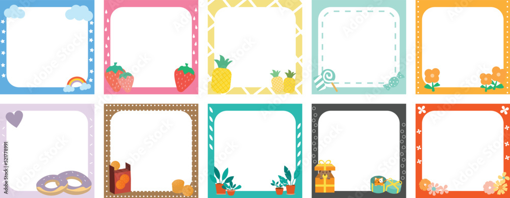 black space with cute photo frame illustration clipart for kids or ...