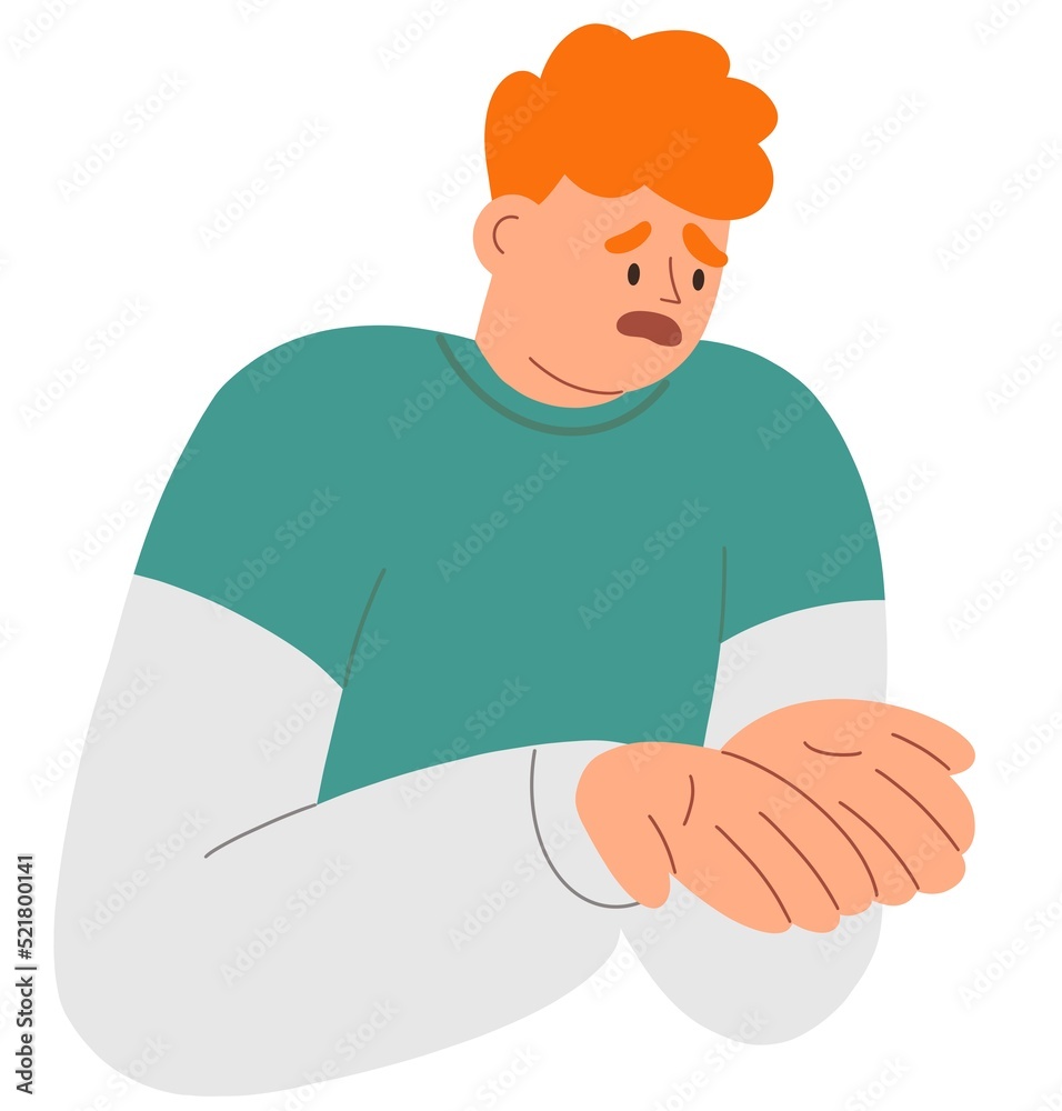 Disappointed sad man with upset unhappy face regretting. Desperate ...