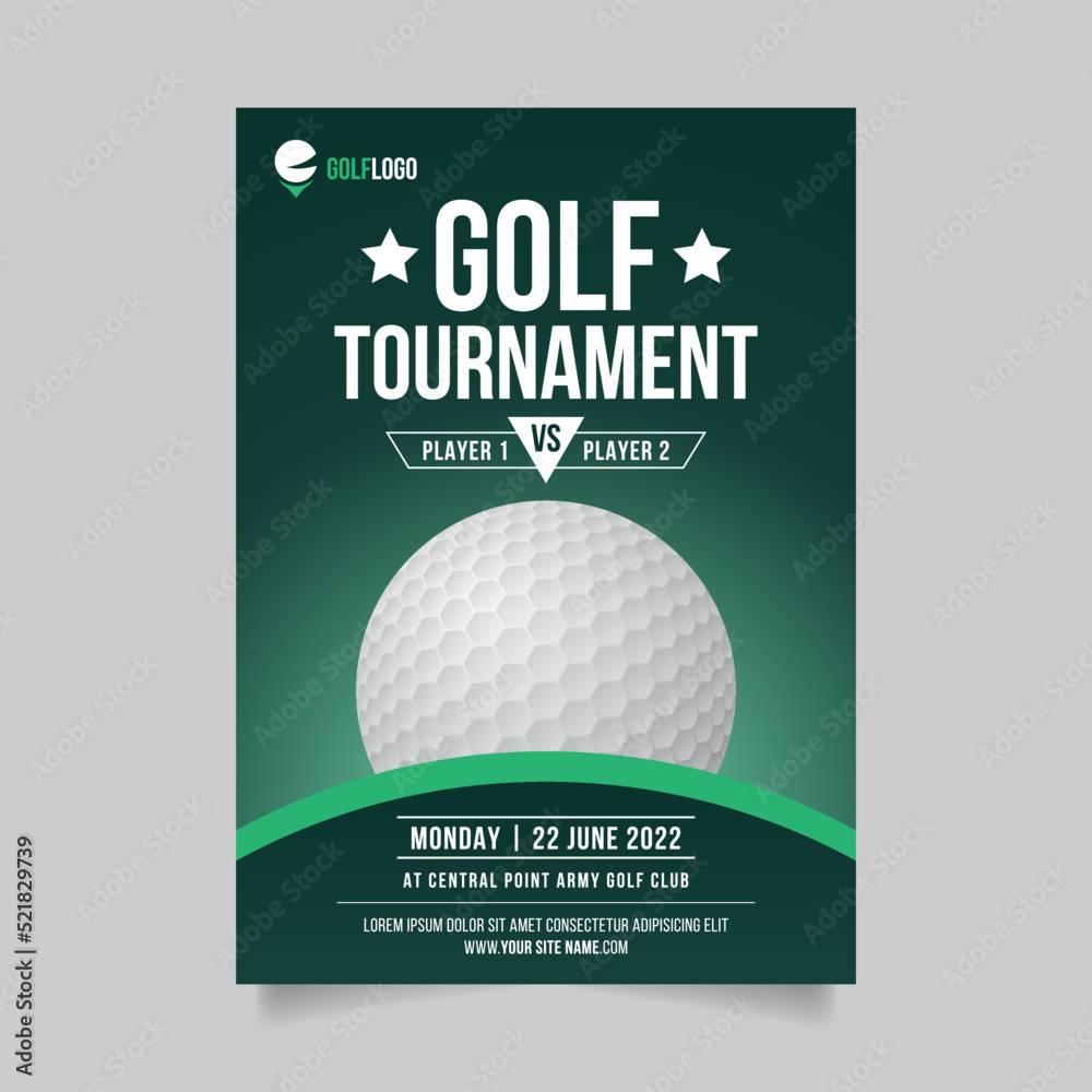 Golf Tournament Flyer Poster Design Template Stock Vector | Adobe Stock