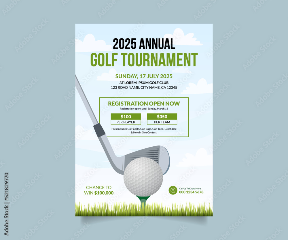 Golf Championship or Tournament Flyer Poster Design, Golf Club Event ...