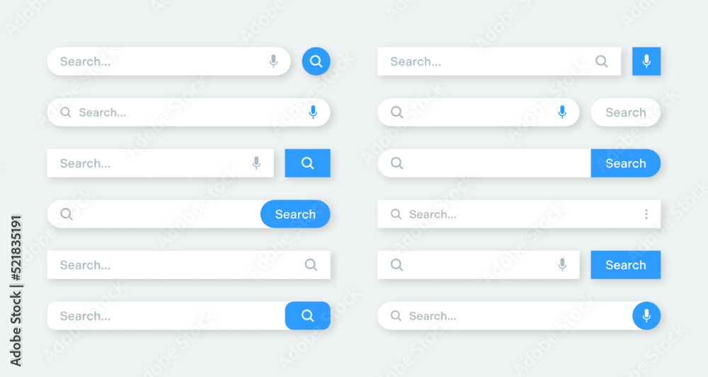 Various search bar templates. Internet browser engine with search box ...
