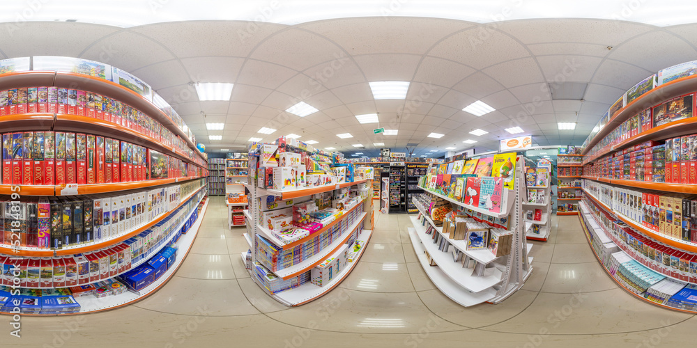 360 seamless hdri panorama of the board game store, board games in ...