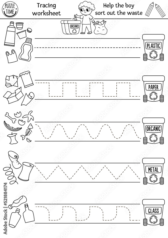 Vector ecological handwriting practice worksheet. Eco awareness ...