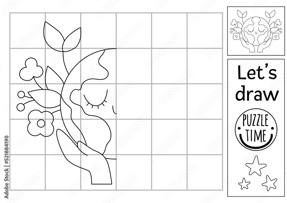 Complete the planet picture. Vector ecological symmetrical drawing ...