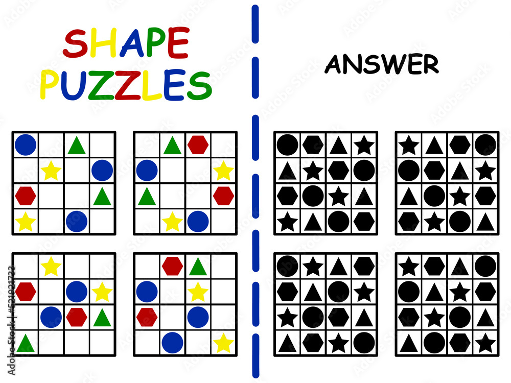 Colorful sudoku game with shapes vector illustration. Complete the ...