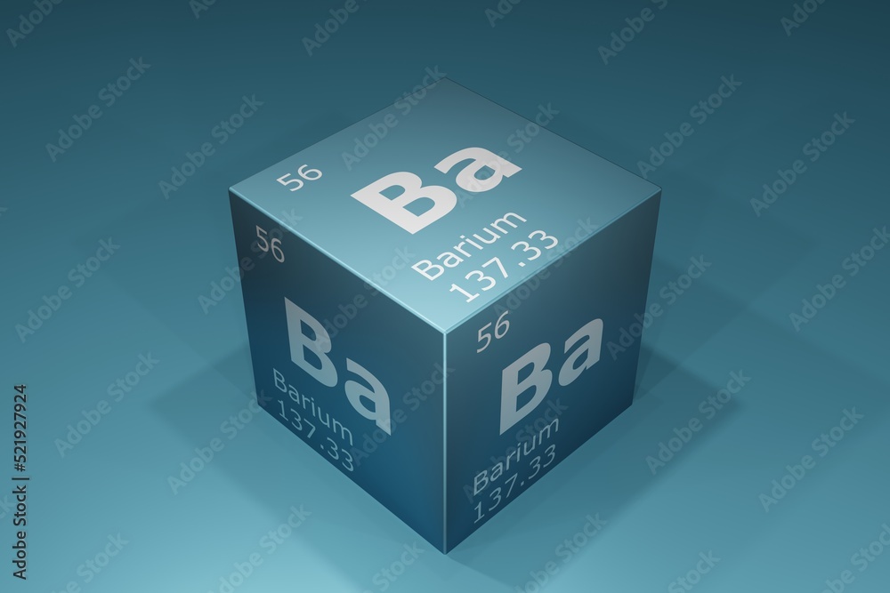 Barium, 3D rendering of symbols of the elements of the periodic table ...