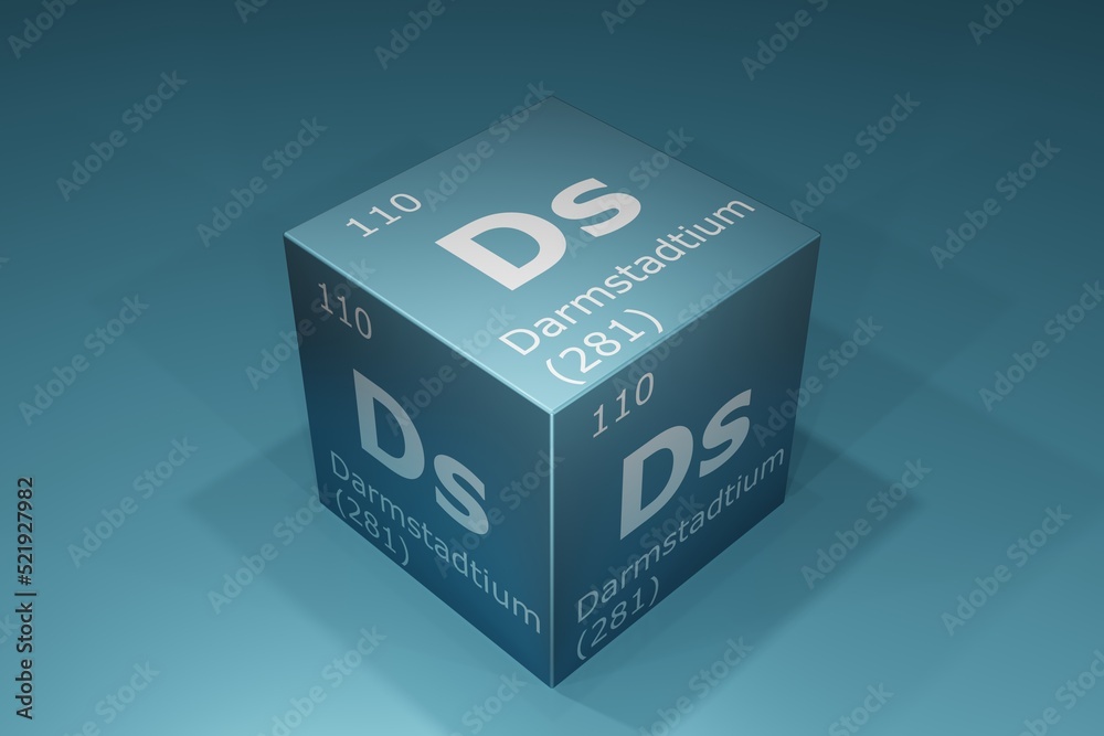 Darmstadtium, 3D rendering of symbols of the elements of the periodic ...