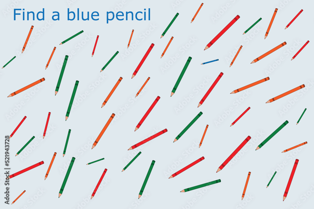 Find a blue pencil. Worksheet for preschool kids, kids activity sheet ...