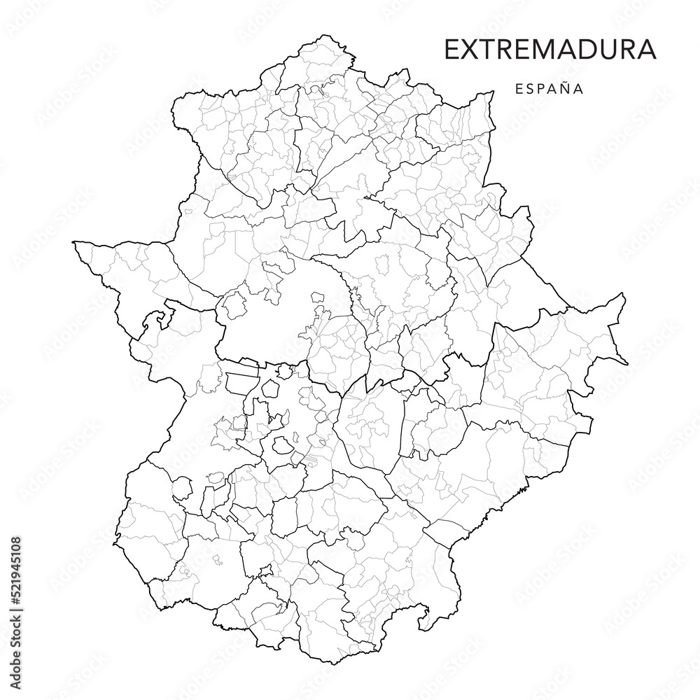 Geopolitical Vector Map of the Autonomous Community of Extremadura with Provinces, Judicial ...