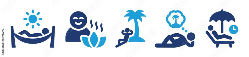 Relax icon set. Chilling person symbol vector illustration. Vacation ...