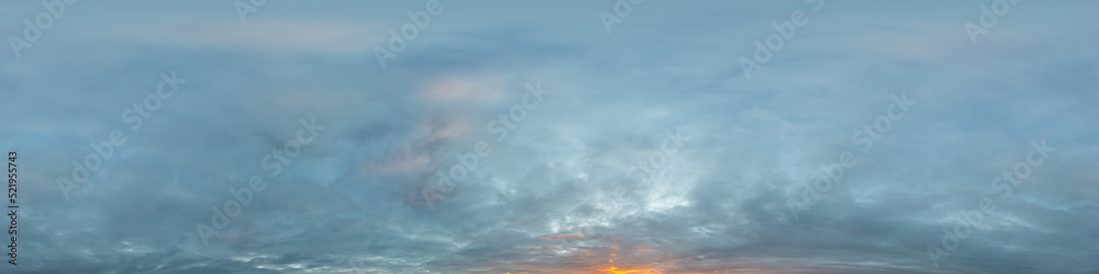 Dramatic sunset sky panorama with Cumulus clouds. Seamless hdr 360 pano ...