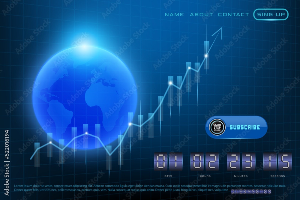 Hi-tech hologram of planet Earth with glowing vector chart of ...