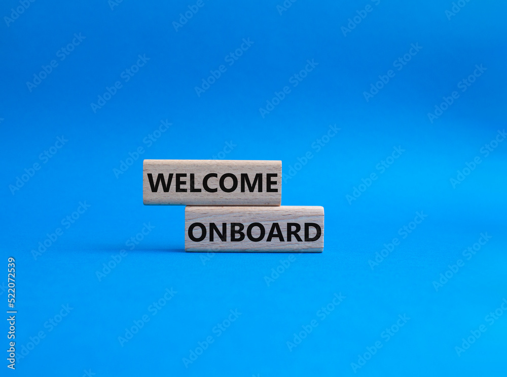 Welcome onboard symbol. Concept words Welcome onboard on wooden blocks ...