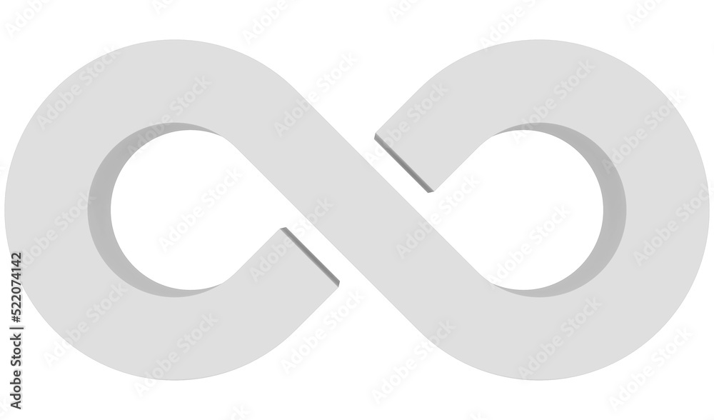 Infinity symbol 3d white isolated on white background - 3d rendering ...