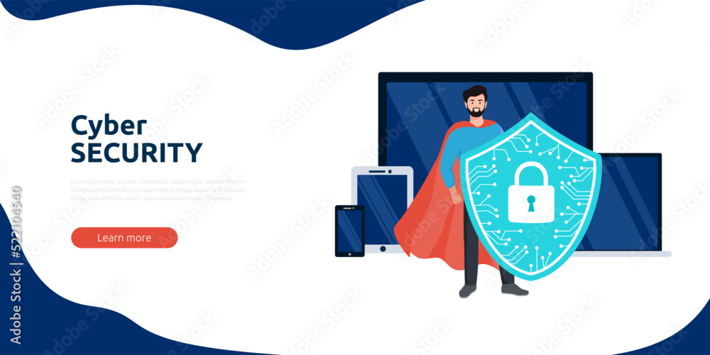 Vector de Stock Cyber security or web security web banner or landing page. Cyber safety and ...