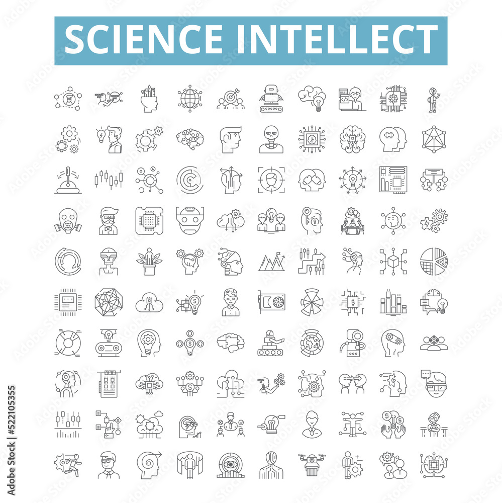 Science intellect icons, line symbols, web signs, vector set, isolated ...