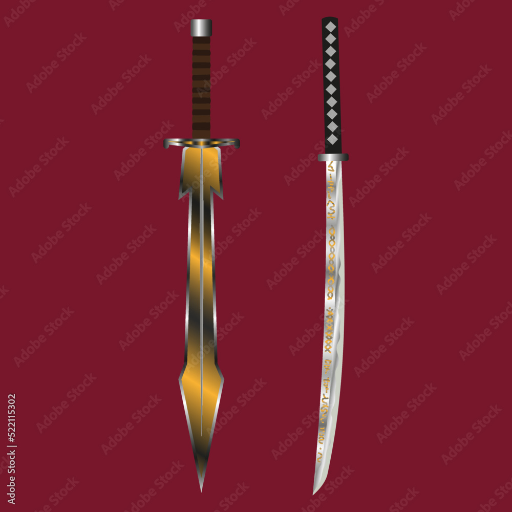 Fantasy medieval magic swords, runes and symbols. Fantasy weapons ...