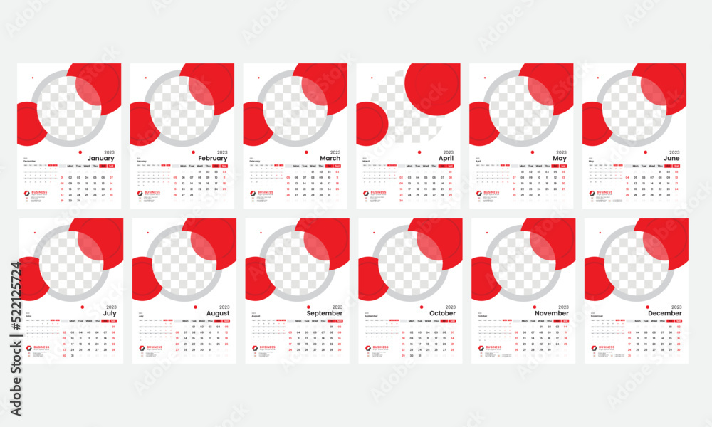 2023 Calendar Layout Print ready template Stock Vector | Adobe Stock
