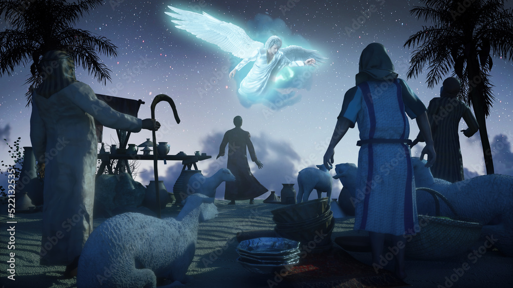 Ilustración de Stock Christmas Angel announced to the shepherds the ...