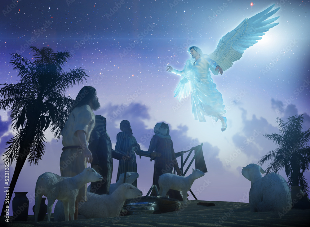 Ilustración de Stock Christmas Angel announced to the shepherds the ...