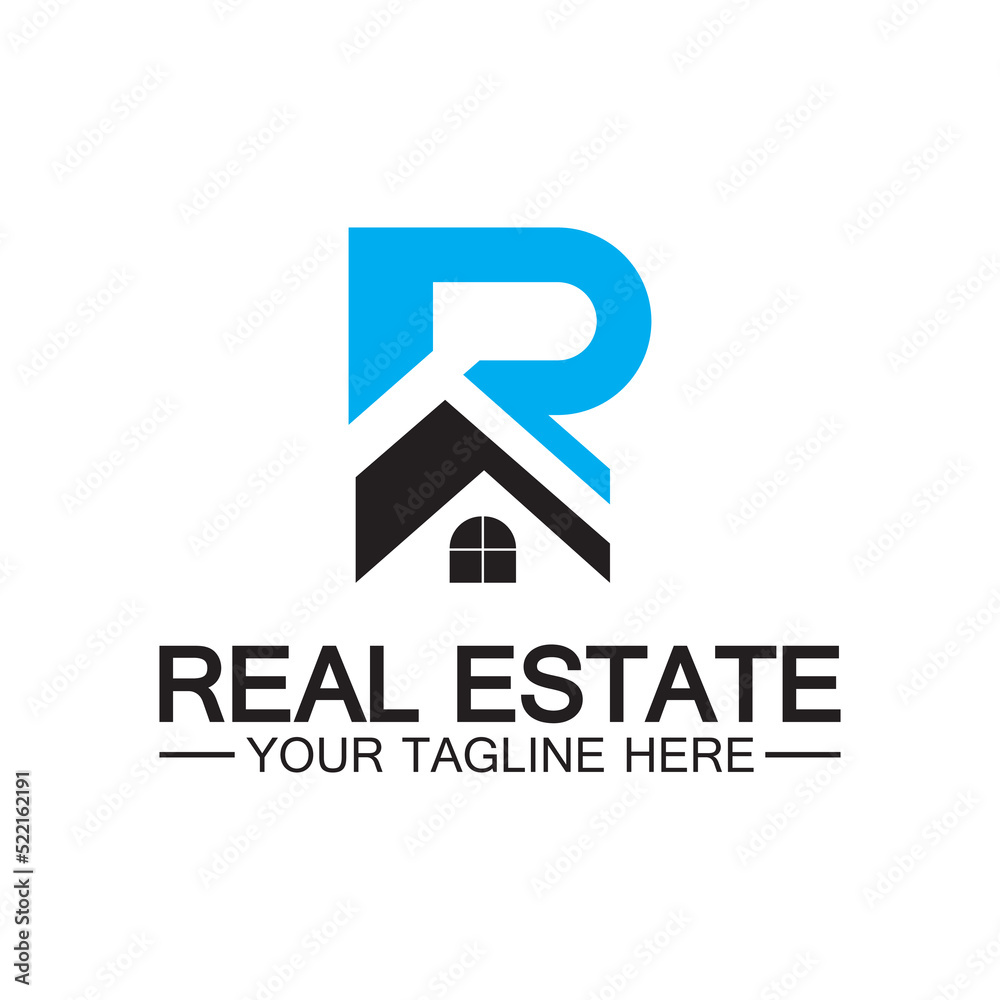 Initial letter R real estate and house logo design vector illustration ...