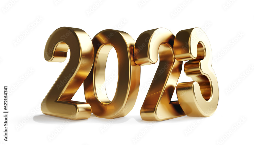 2023 golden bold letters 3d-illustration isolated 스톡 일러스트레이션 | Adobe Stock