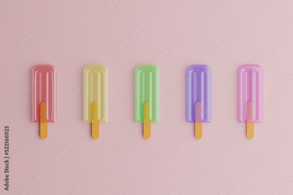 Colorful Ice cream popsicle pattern on pastel pink background. Stock ...