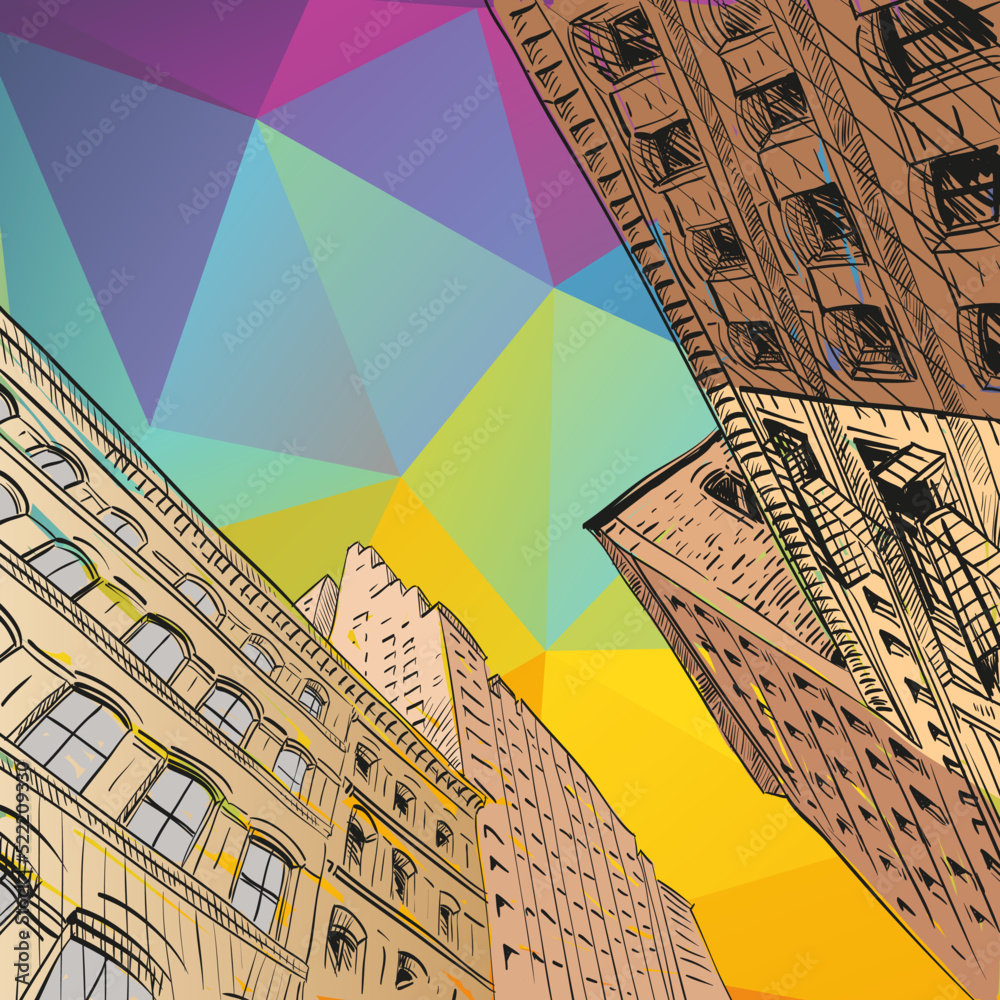 Hand drawn city sketch, vector illustration Stock Vector | Adobe Stock