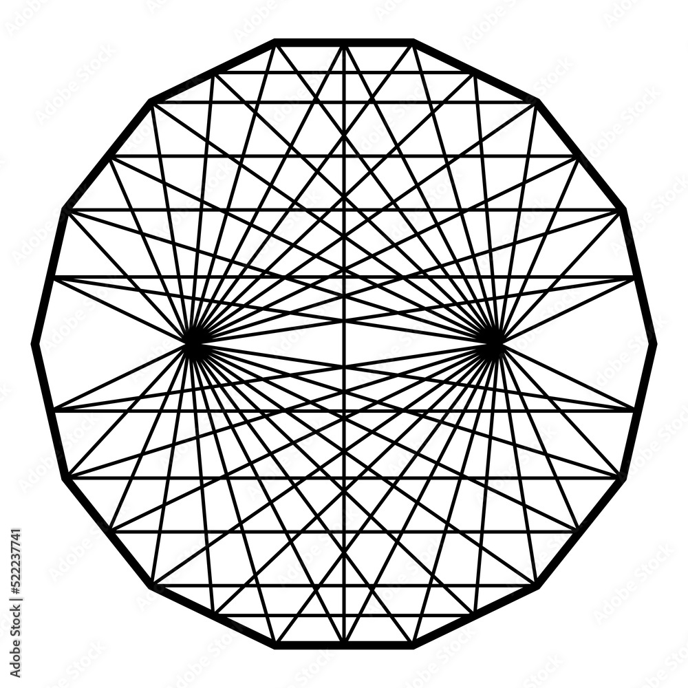 Complex geometrical crossing line art design pattern inside a ...