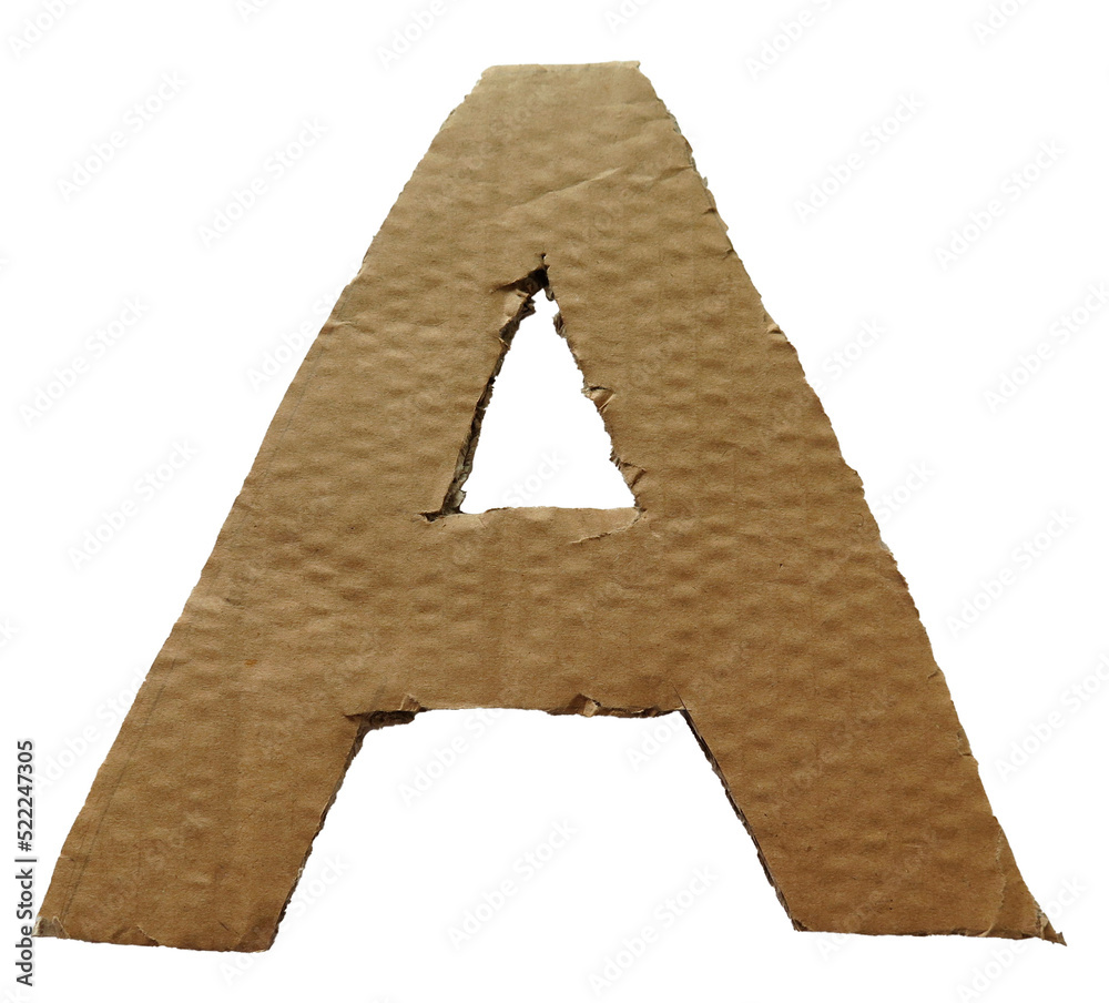 Cardboard texture Letter A on transparent background Stock Photo ...
