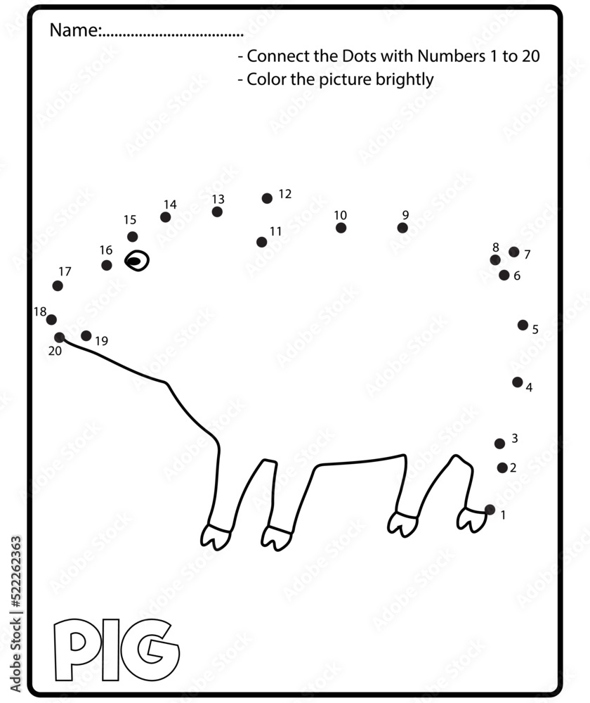 Educational game for kids. Dot to dot game for children. Farm animals ...