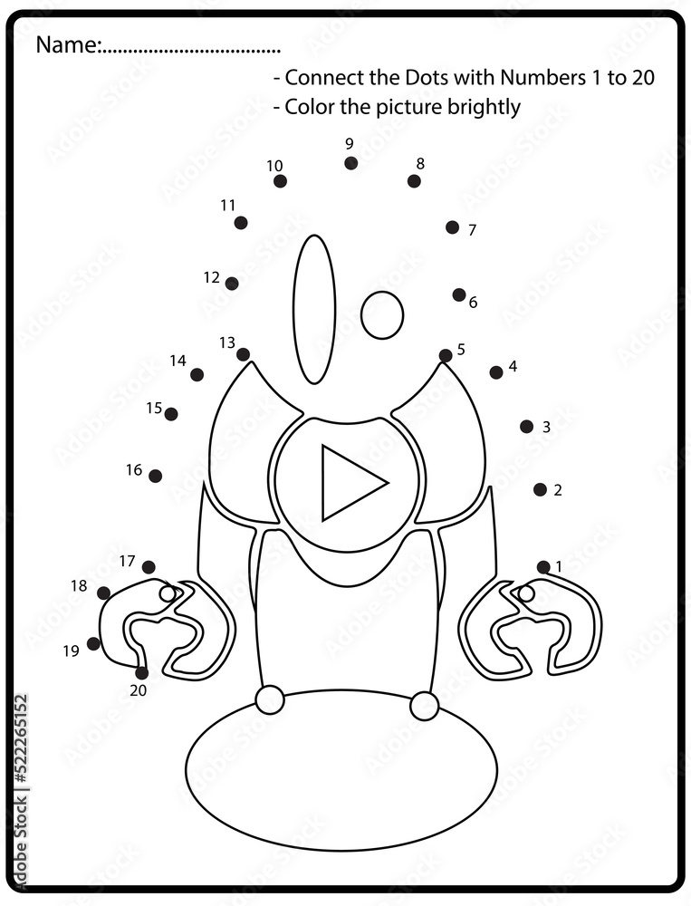 Educational game of dot to dot puzzle with doodle robot for children ...