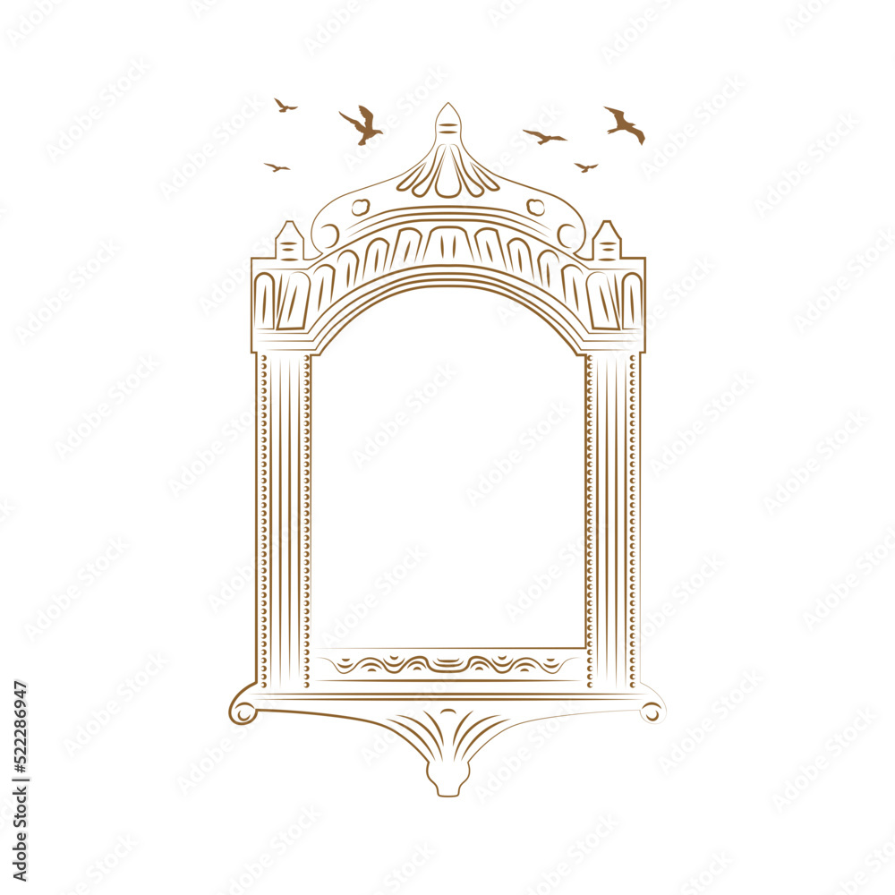 Jharokha vector illustration. Window architecture illustration ...