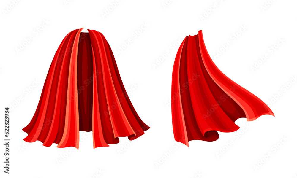 Superhero red capes set. Silk flying cloak cartoon vector illustration ...