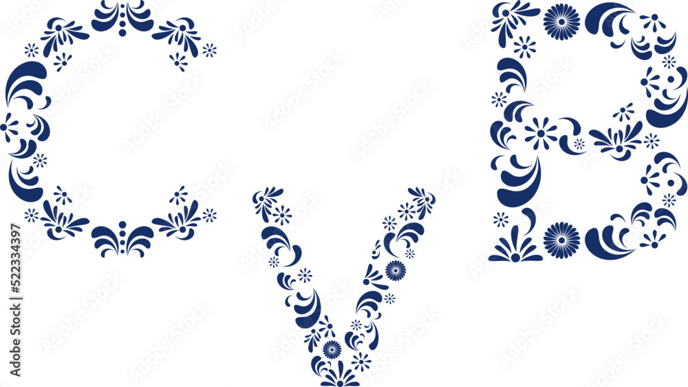 mexican talavera alphabet letters set collection illustration in vector ...