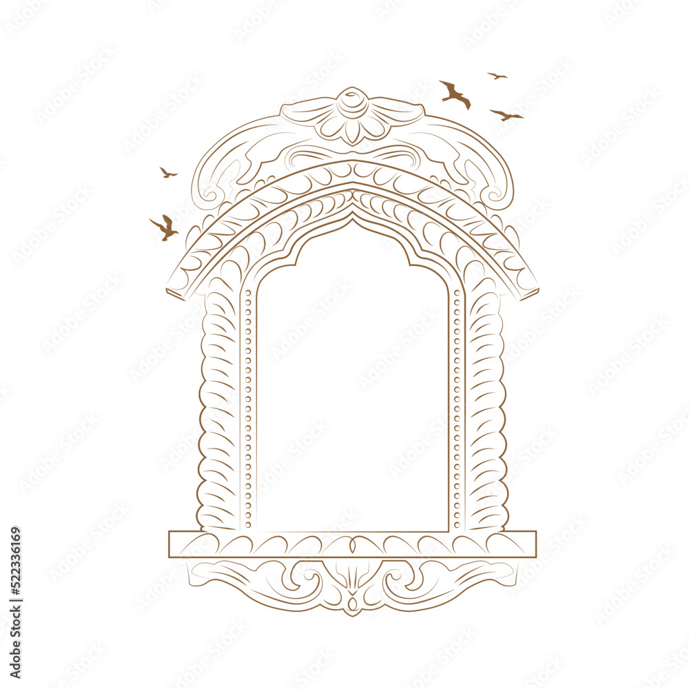 Jharokha vector illustration. Window architecture illustration ...
