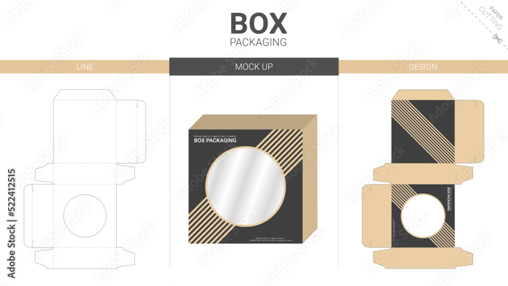Box Packaging And Mockup Die Cut Template Stock Vector Adobe Stock