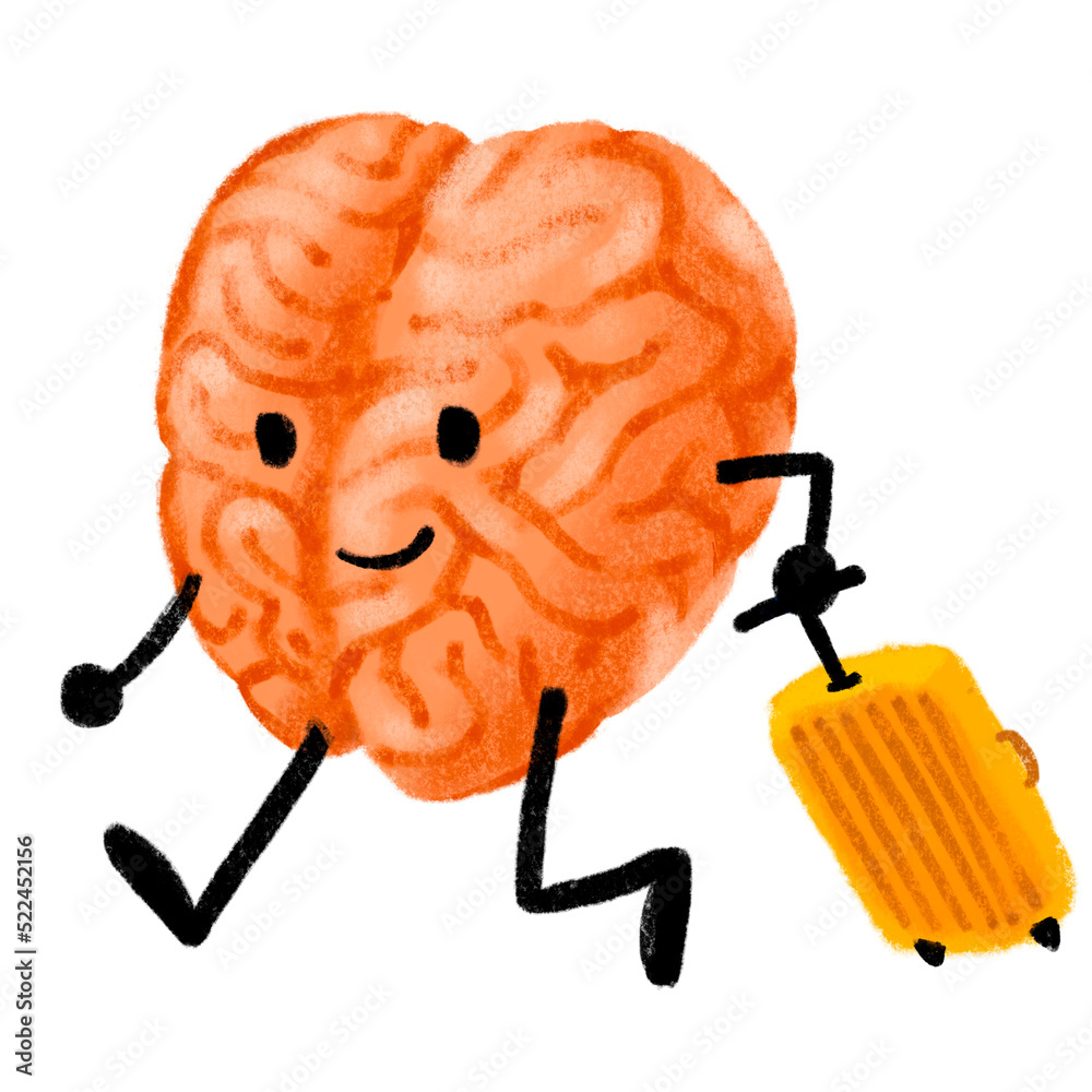 Brain resting take a break with luggage travel on vacation trip digital ...