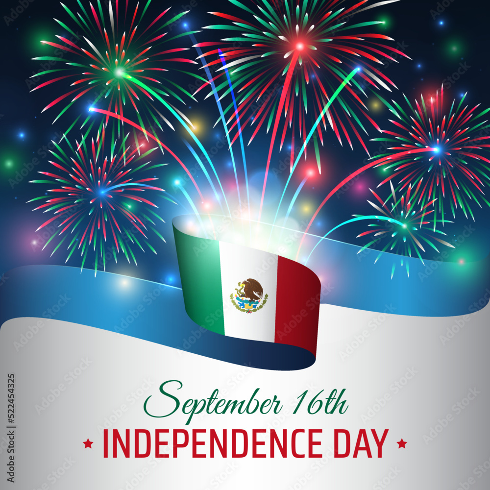 September 16, mexico independence day, vector template with mexican ...