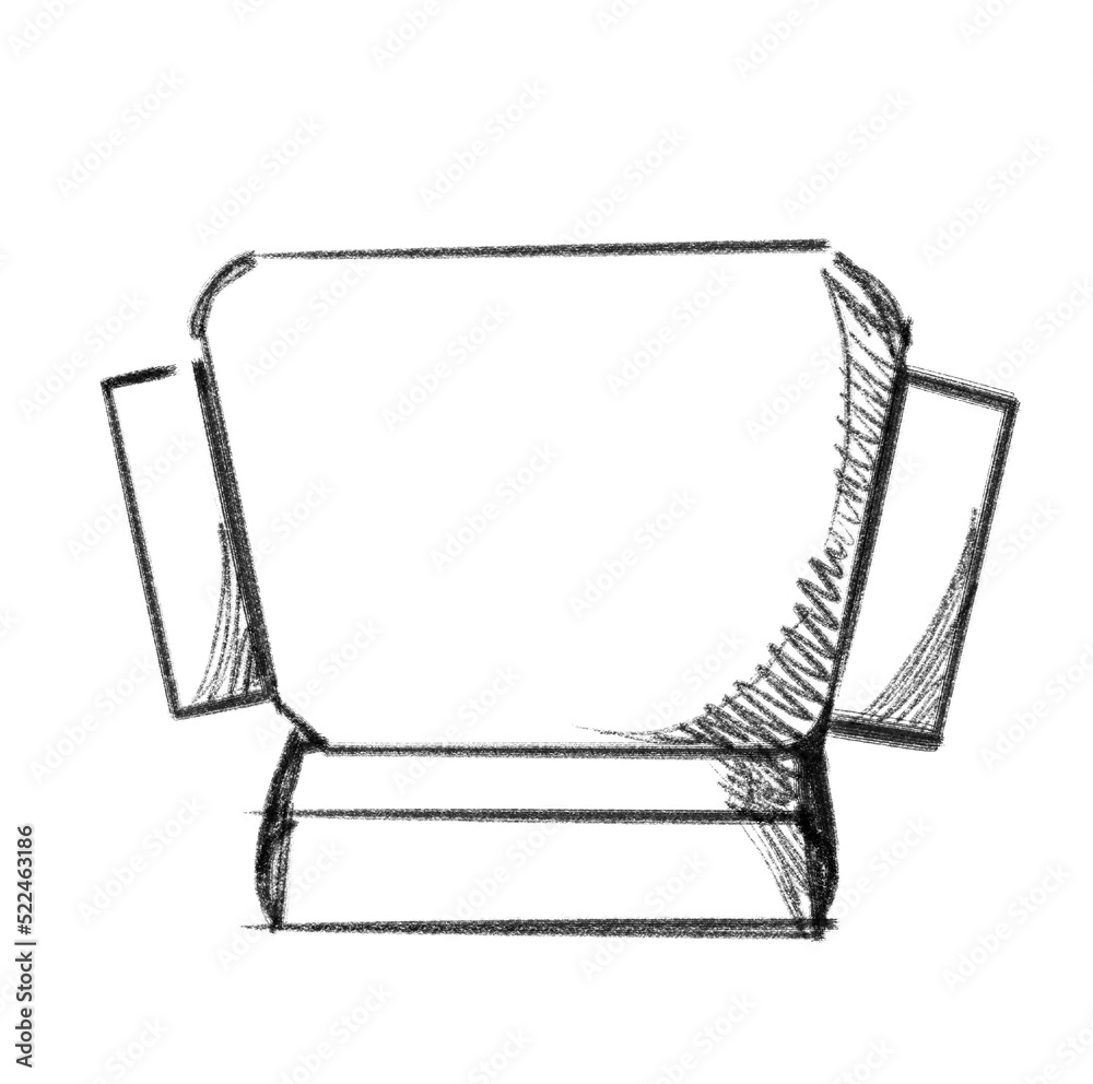 Chair house furniture plan top view hand drawn layout illustration ...
