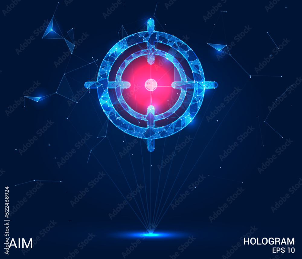The hologram is the aim. A aim of polygons, triangles of points and ...