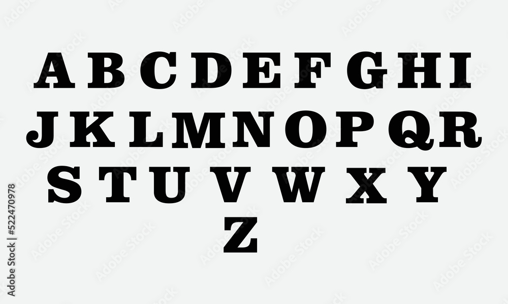 typographic English alphabet lettering ABC in black and bold font ...
