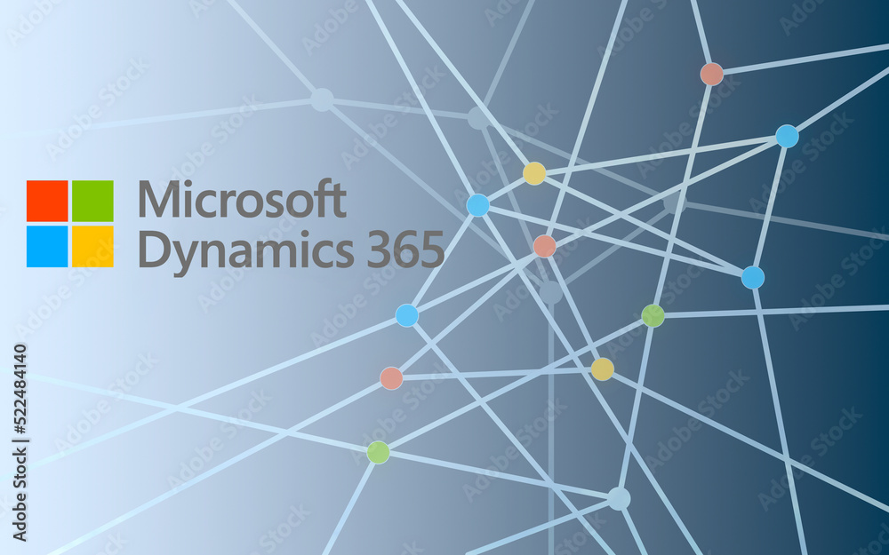 Photo Stock Microsoft Dynamics 365 Logo in front of connected dots in ...