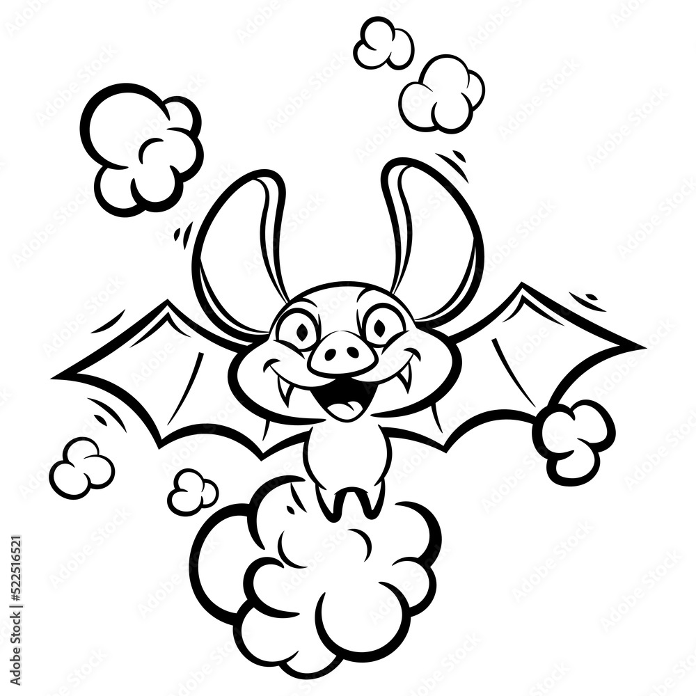 Cartoon illustration of vampire transformation into a Bat with smoke ...
