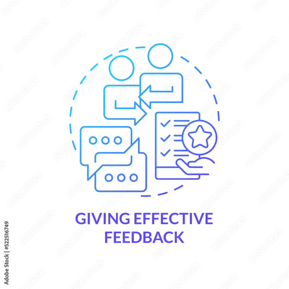 Giving effective feedback blue gradient concept icon. Coaching ...