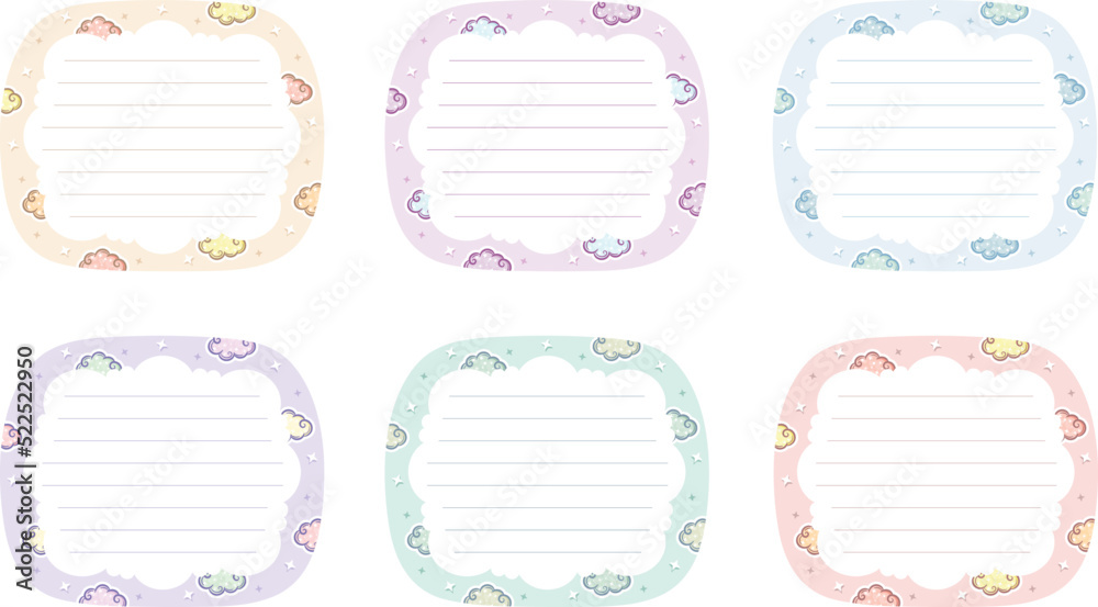 Blank cute reminder paper note planner frame with pastel coloring and ...