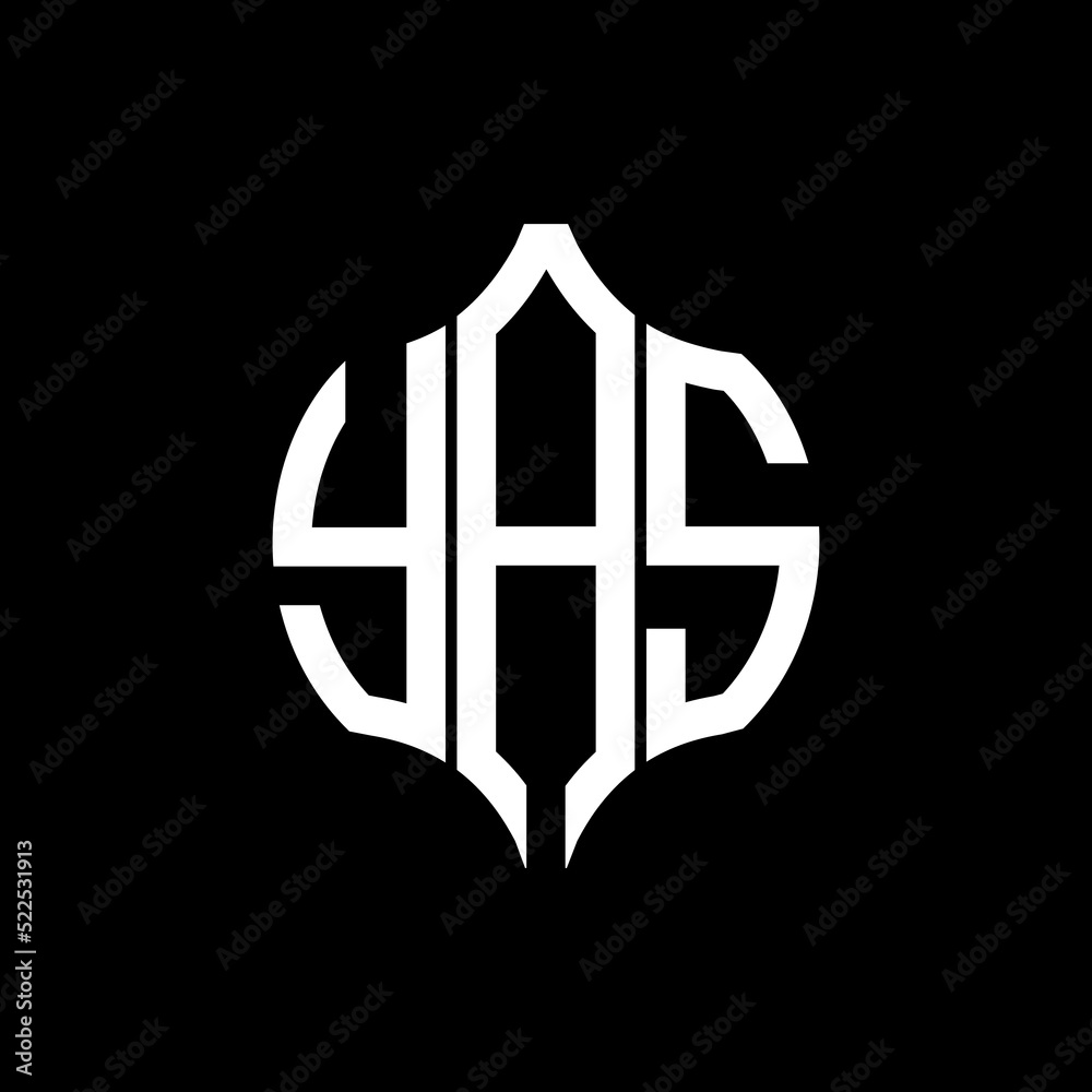 YAS letter logo. YAS best black background vector image. YAS Monogram ...